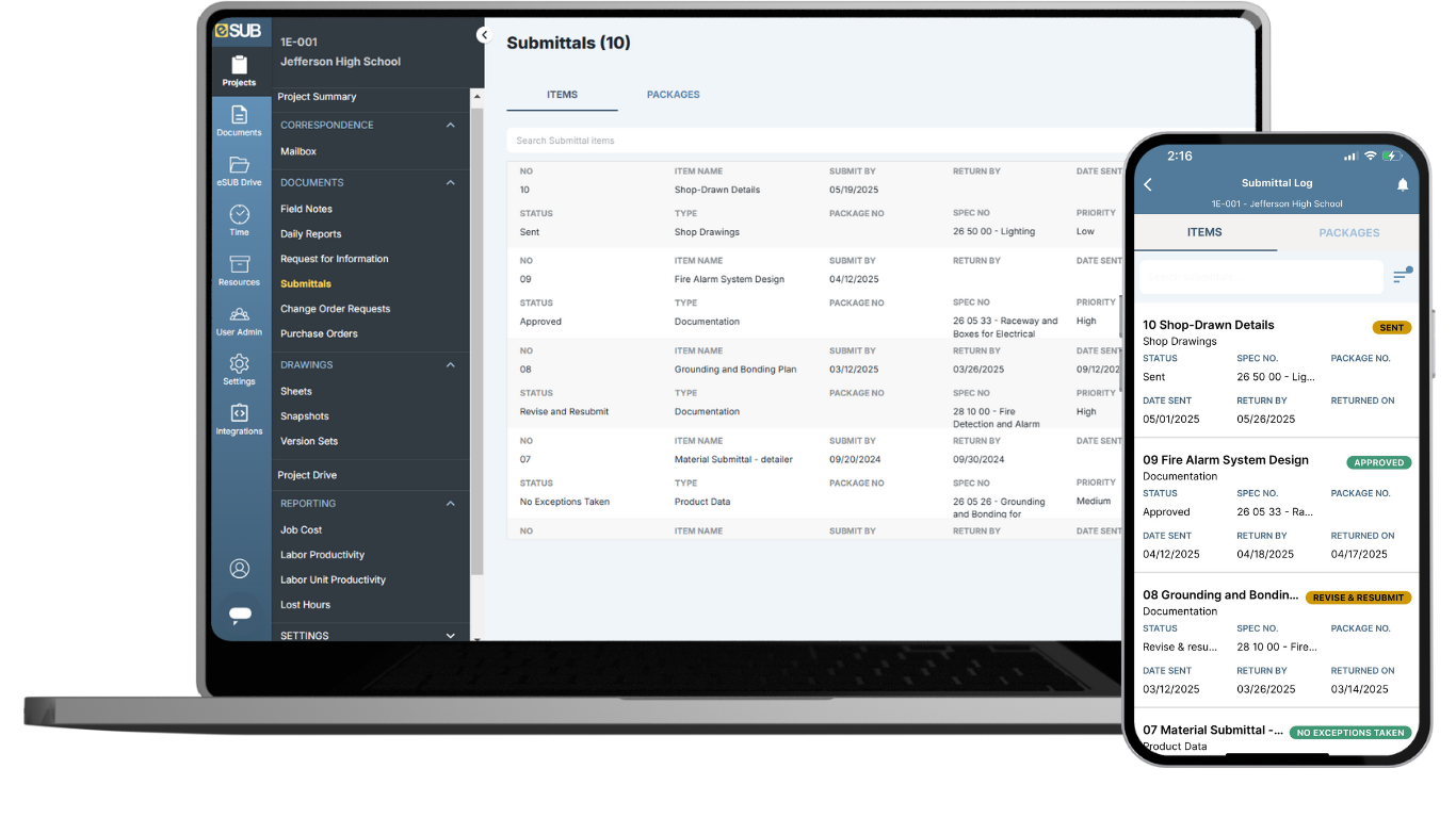 Construction Submittal Software for Subcontractors | eSUB